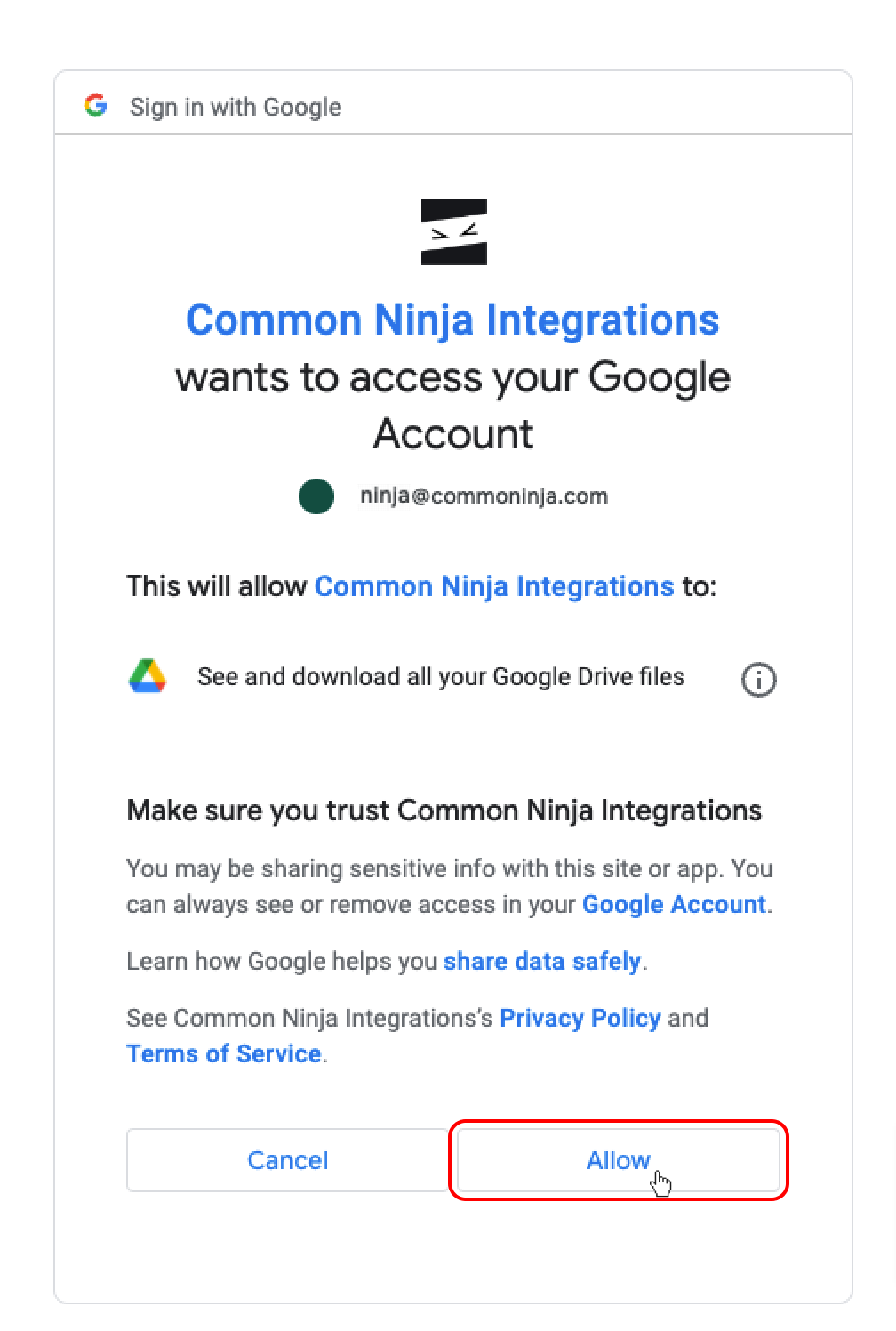How To Set Up The Google Drive Integration – Common Ninja