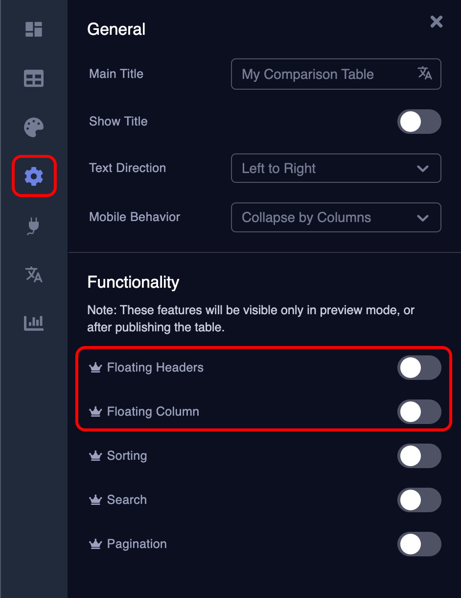 How to Add Floating Headers And Column to a Comparison Table – Common Ninja