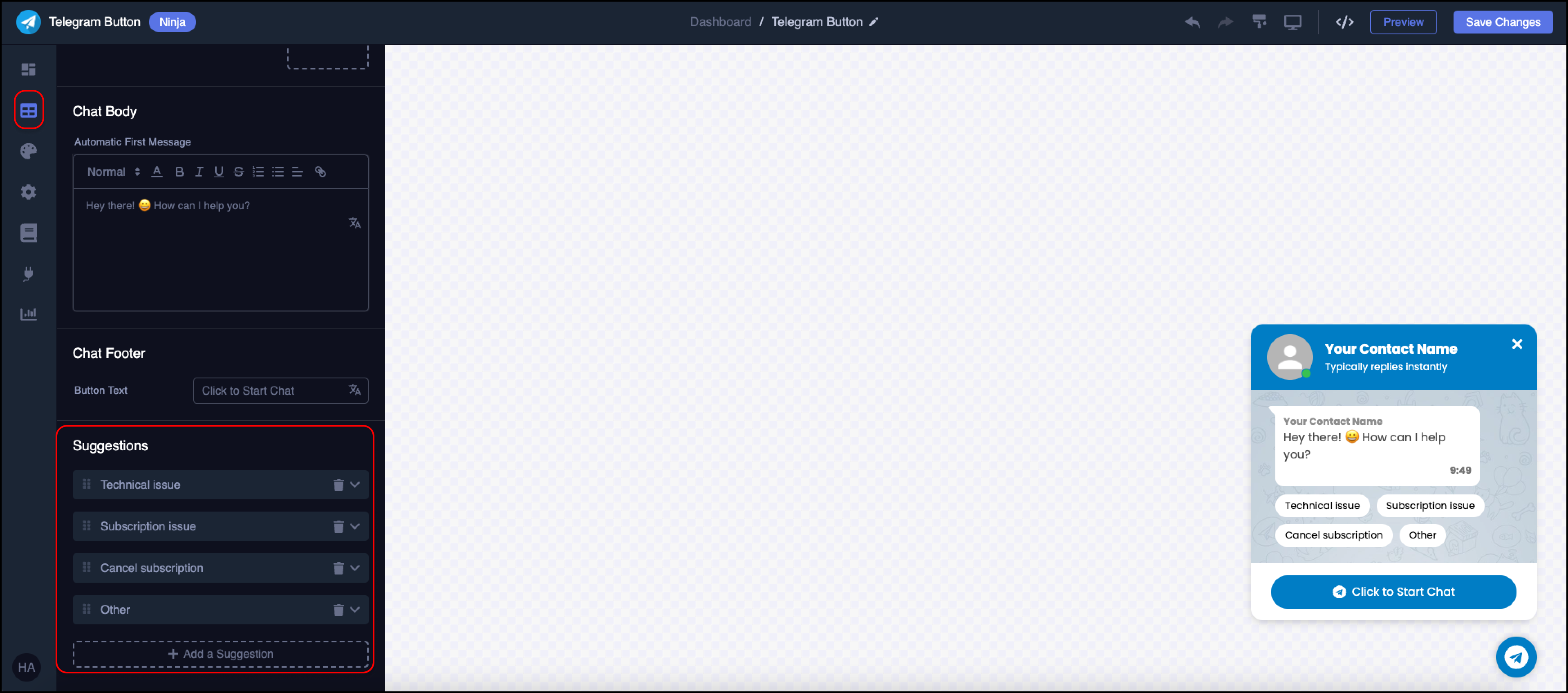 Suggestions - Telegram – Common Ninja